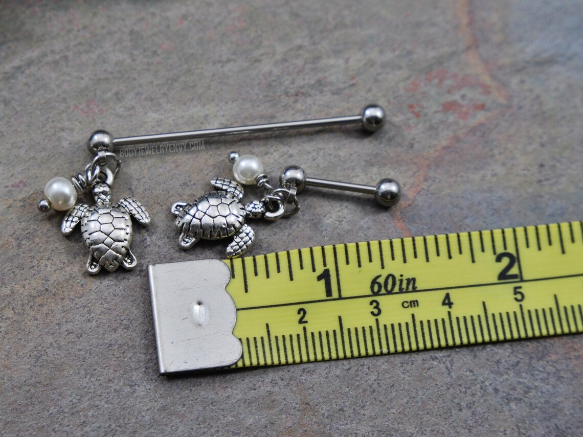 16g Pearl Sea Turtle Barbell Cartilage Industrial Tragus Flat - Etsy