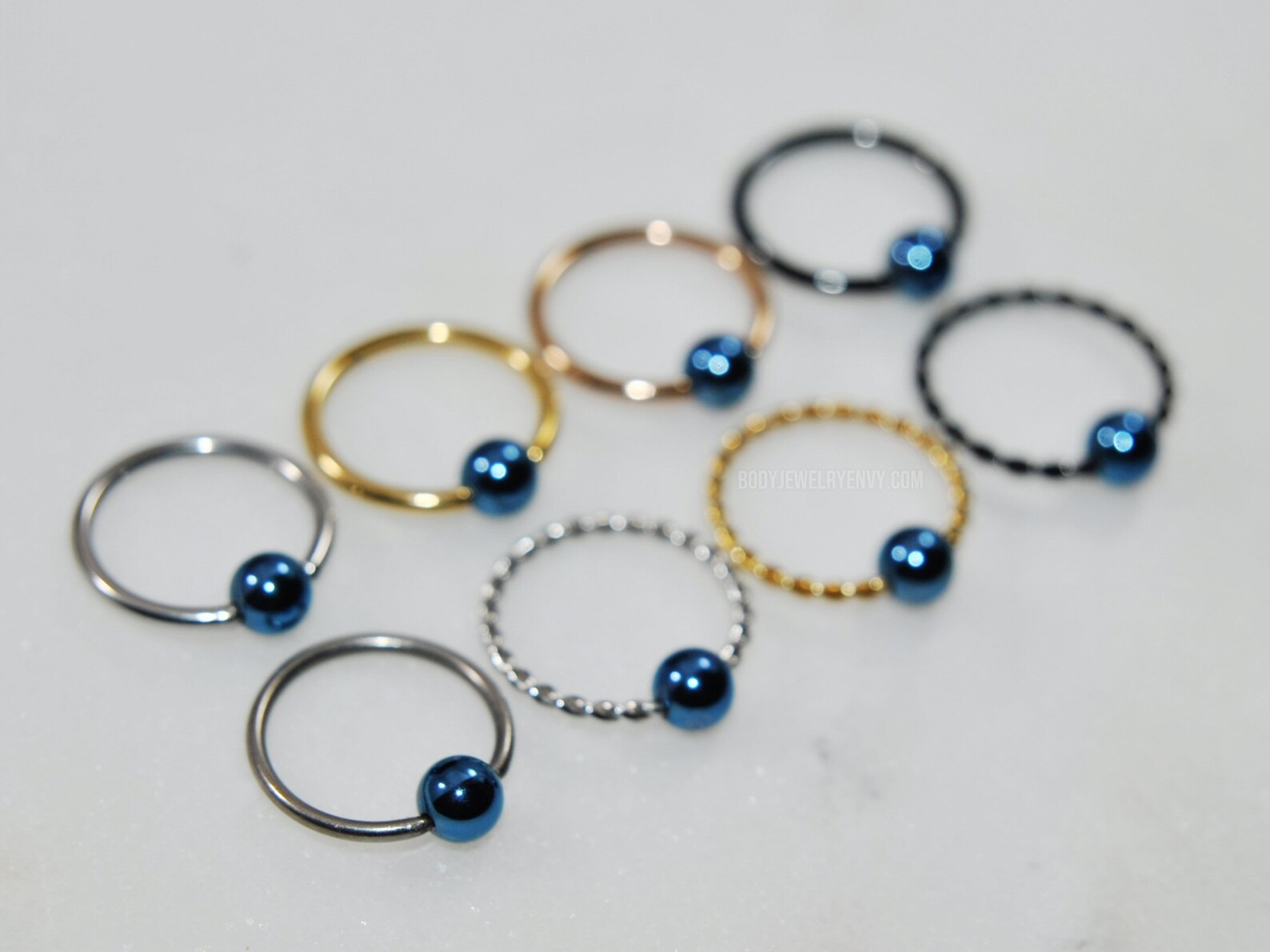 BLUE Captive Bead Ring - Surgical Steel/titanium - Choose Size 20g/18g ...