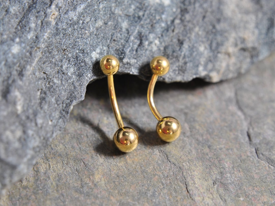 16g Mini Belly Ring, Gold IP 316L Stainless Surgical Steel 16g 6mm/8mm ...