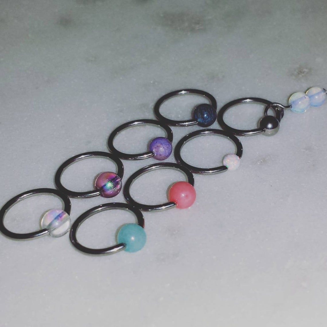 PINK CORAL Captive Bead Ring, Surgical Steel/titanium Size 16g/14g ...
