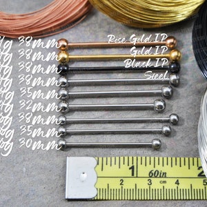 Howlite Star Wire-wrapped Industrial Bar, Titanium or 316L Surgical Steel 14g 16g 32mm 35mm 38mm ...