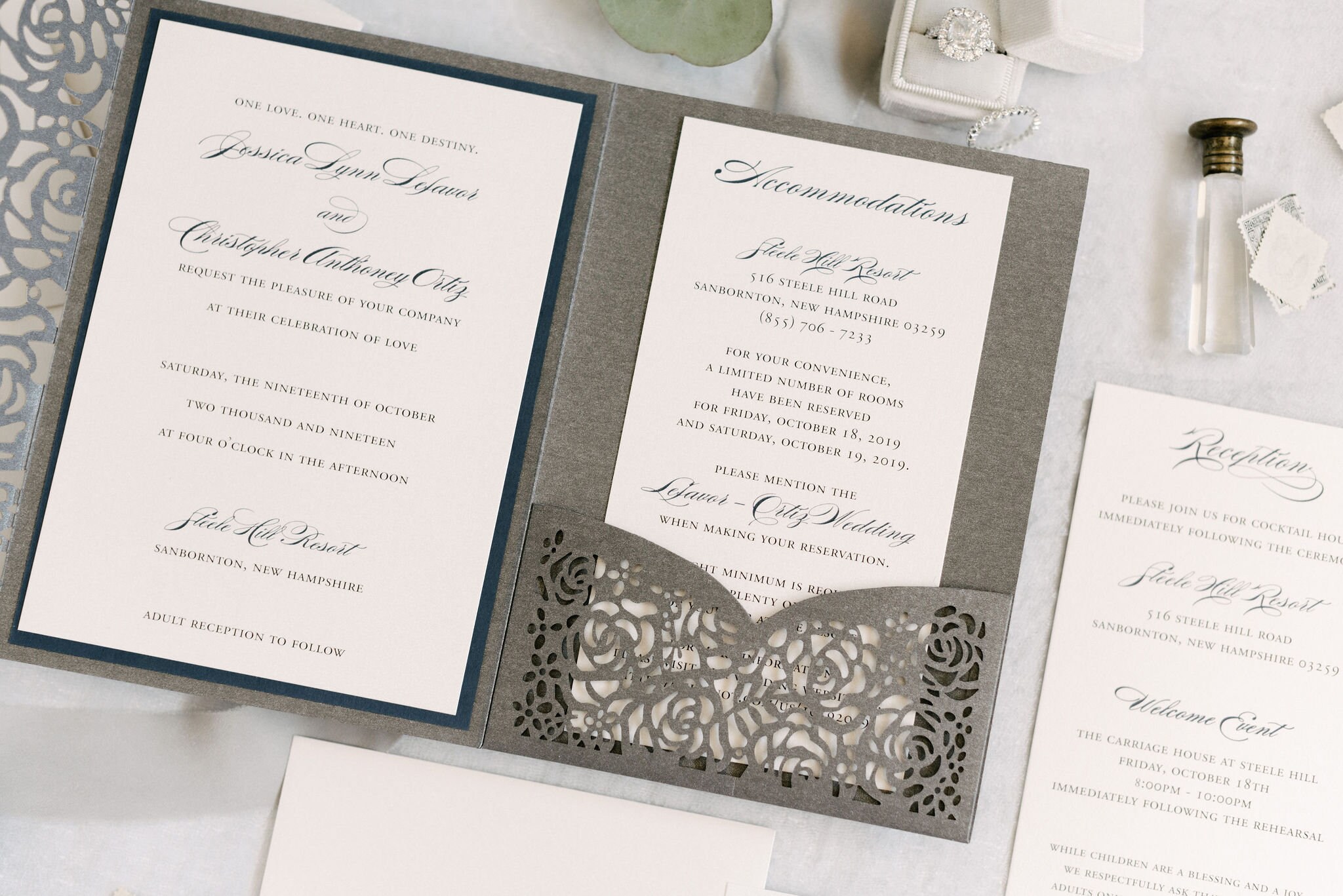 Floral Laser Cut Silver Wedding Invitation Pocket Set - Etsy