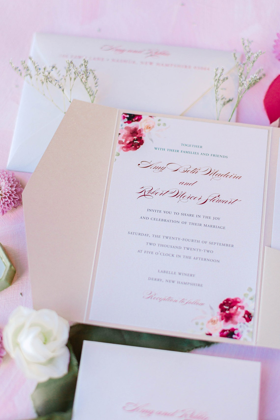 Custom Wedding Invitation Minimalist Pocket Invitation Suite Tri Fold ...