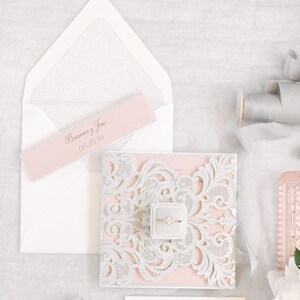 Silver Laser Cut Wedding Invitation - Glitter Laser Cut Invitation ...