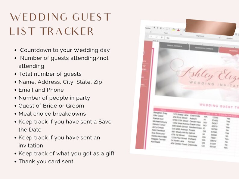Wedding Guest List Tracker, Wedding Guest List Organizer, Guest List ...