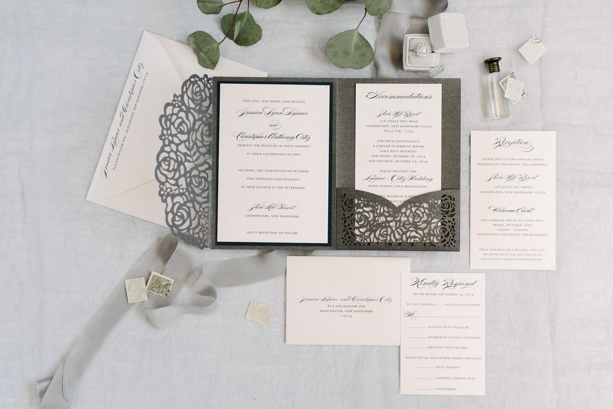 Floral Laser Cut Silver Wedding Invitation Pocket Set - Etsy