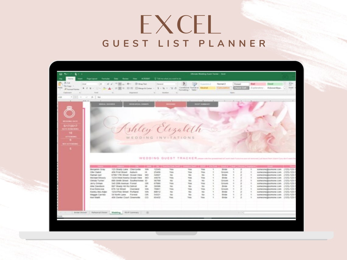 Wedding Guest List Tracker, Wedding Guest List Organizer, Guest List ...