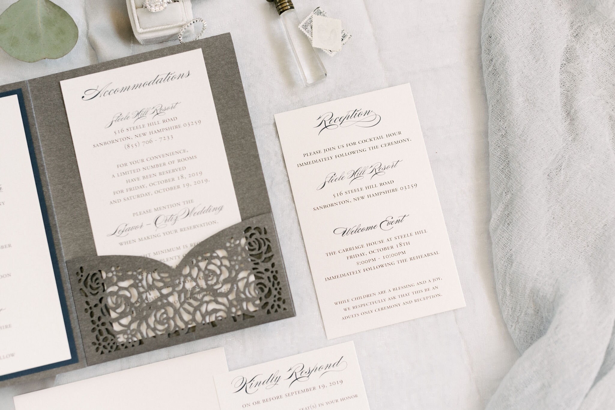 Silver Laser Cut Invitation – Pocket Wedding Invitations – Floral ...