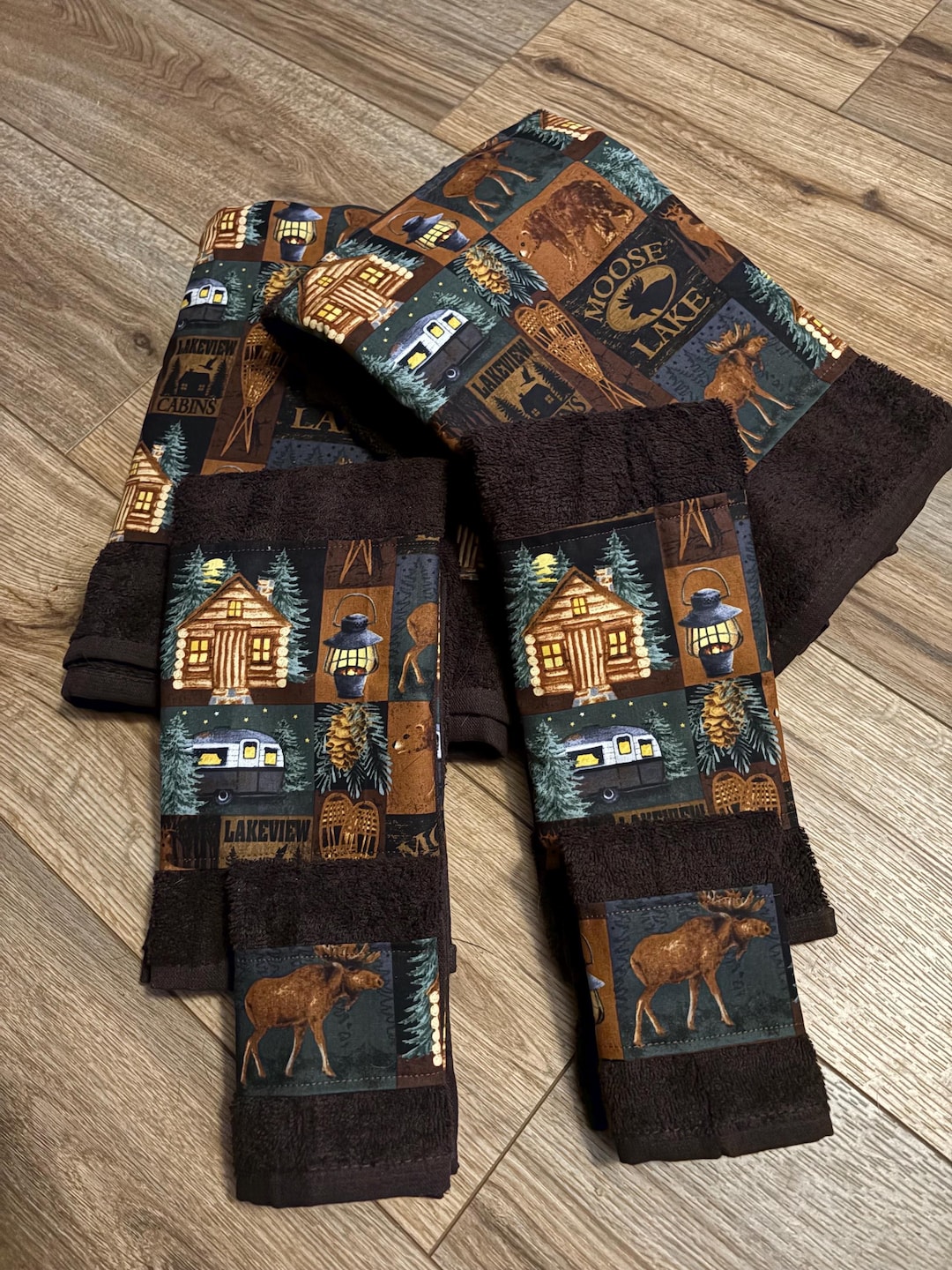 Rustic Cabin Themed Bath Towels Set of 6 With Complimentary Matching ...