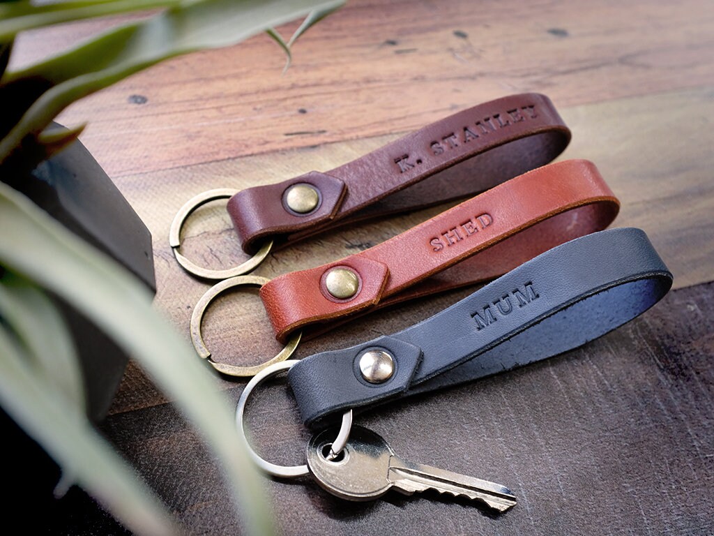 Personalised Italian Leather Keyring / Keychain First Home - Etsy UK