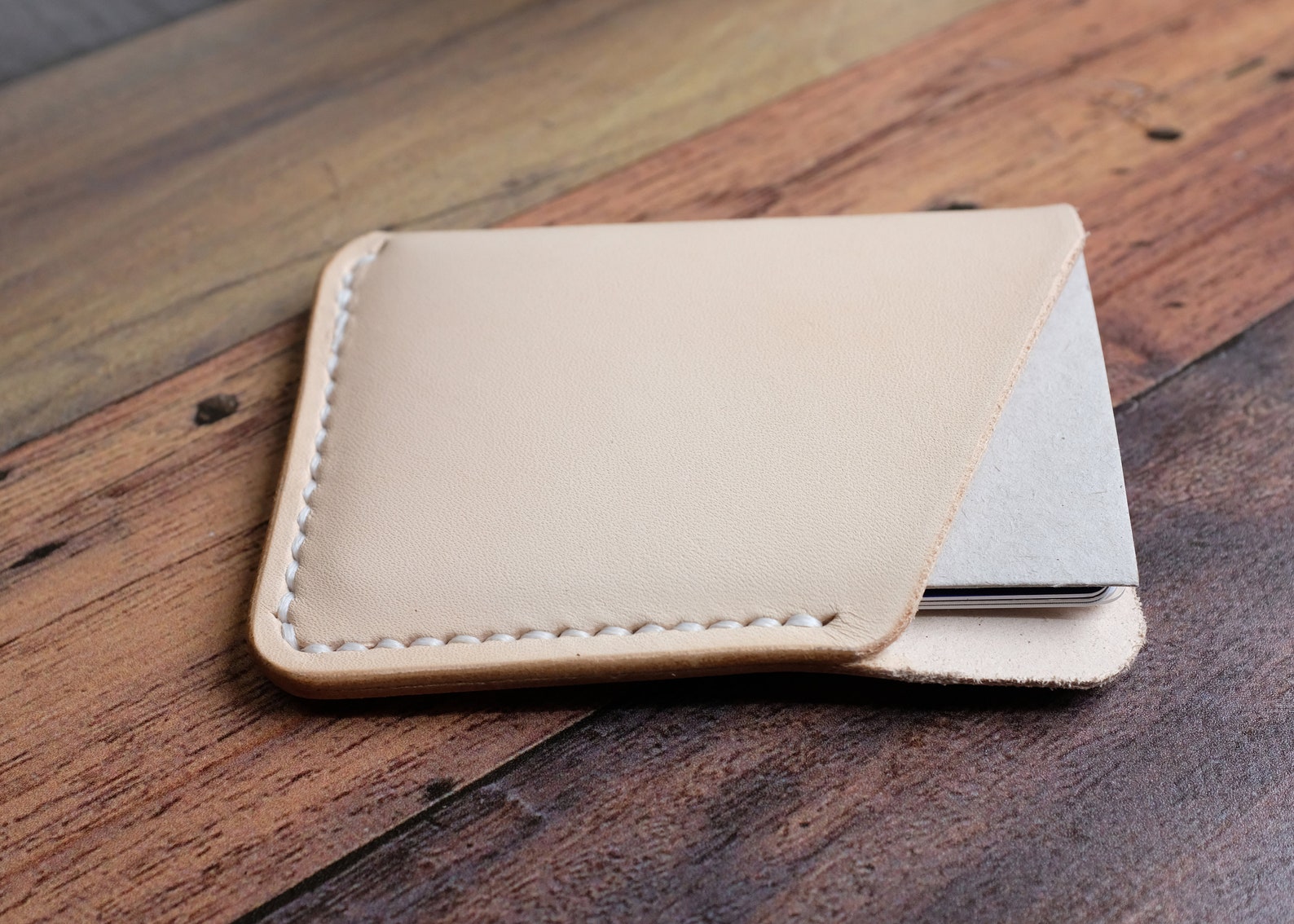 Personalised Natural Leather Card Wallet Custom Leather - Etsy