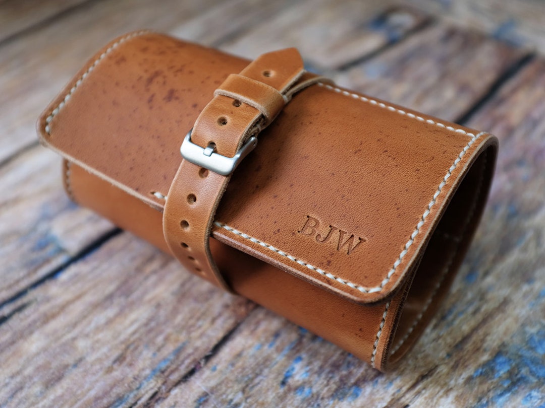 Handmade Horween Leather Watch Roll: Personalized Travel Case - Etsy