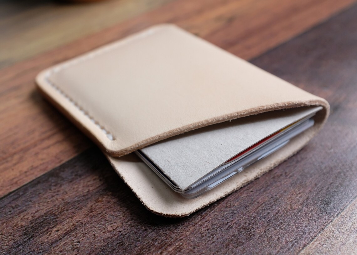 Personalised Natural Leather Card Wallet Custom Leather - Etsy