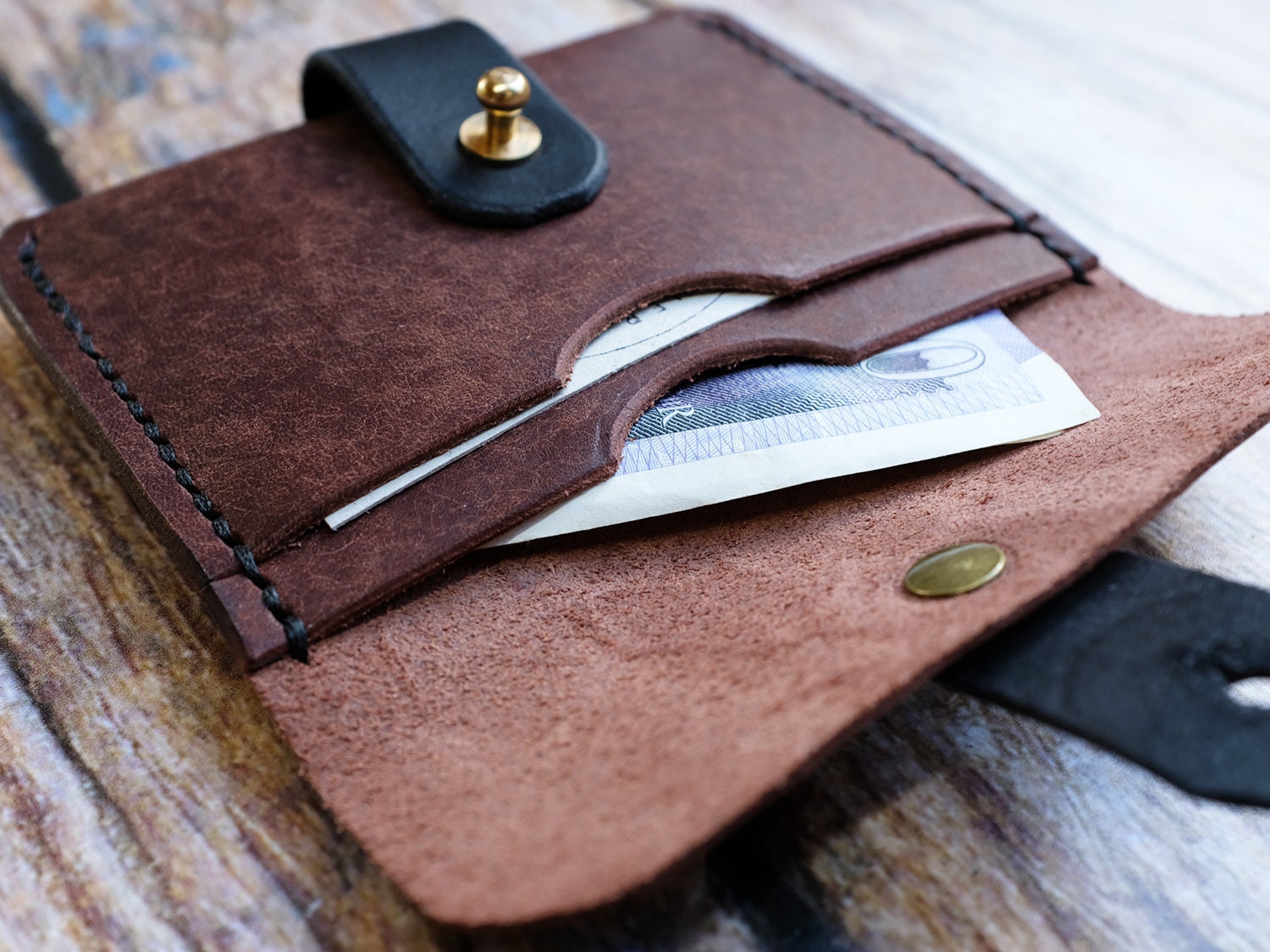 Leather Strap Wallet Italian Leather Wallet Leather Card - Etsy