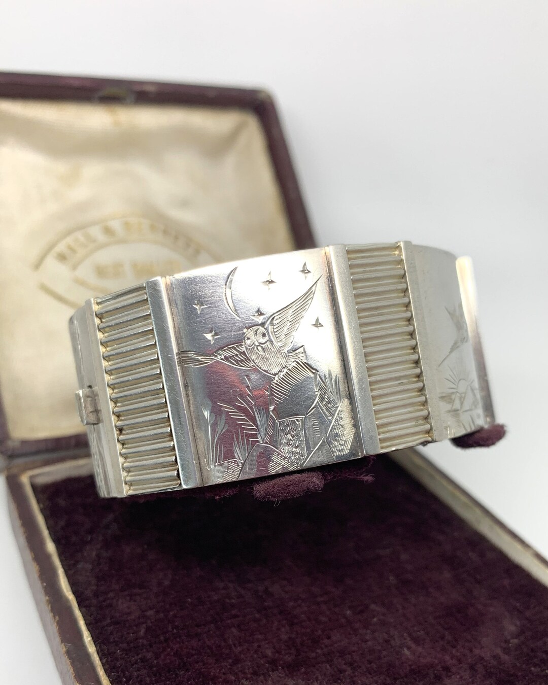 Rare Victorian Aesthetic Night Owl & Day Lark Silver Bangle C.1880s - Etsy