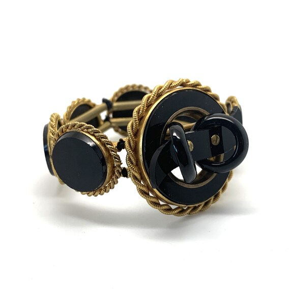 Victorian French Jet & Pinchbeck Buckle Bracelet c.18… - Gem