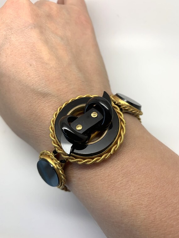 Victorian French Jet & Pinchbeck Buckle Bracelet c.18… - Gem