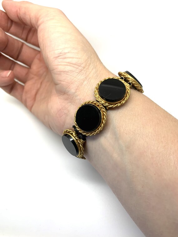 Victorian French Jet & Pinchbeck Buckle Bracelet c.18… - Gem