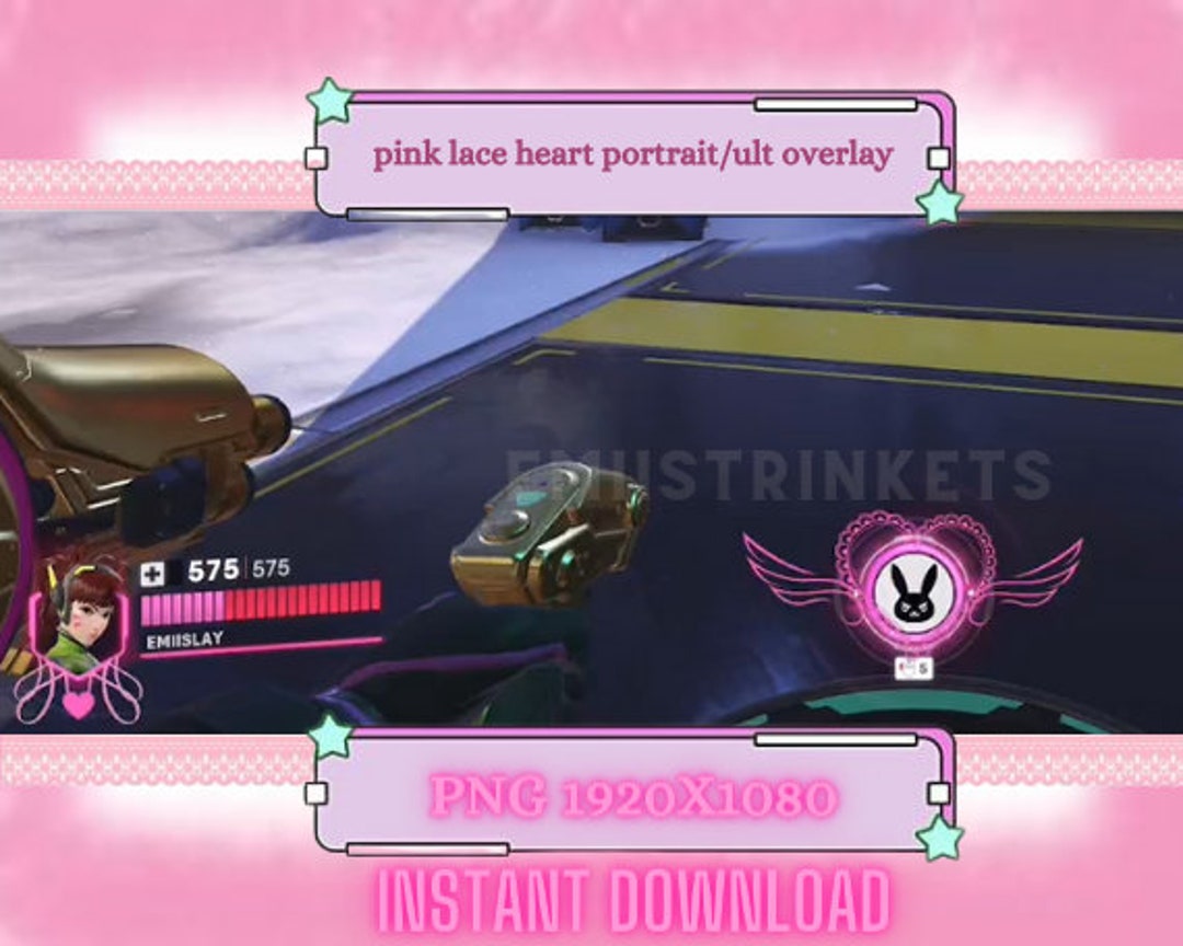 Pink Lace Heart Overwatch Overlay Portrait and Ult / Overwatch Overlay ...