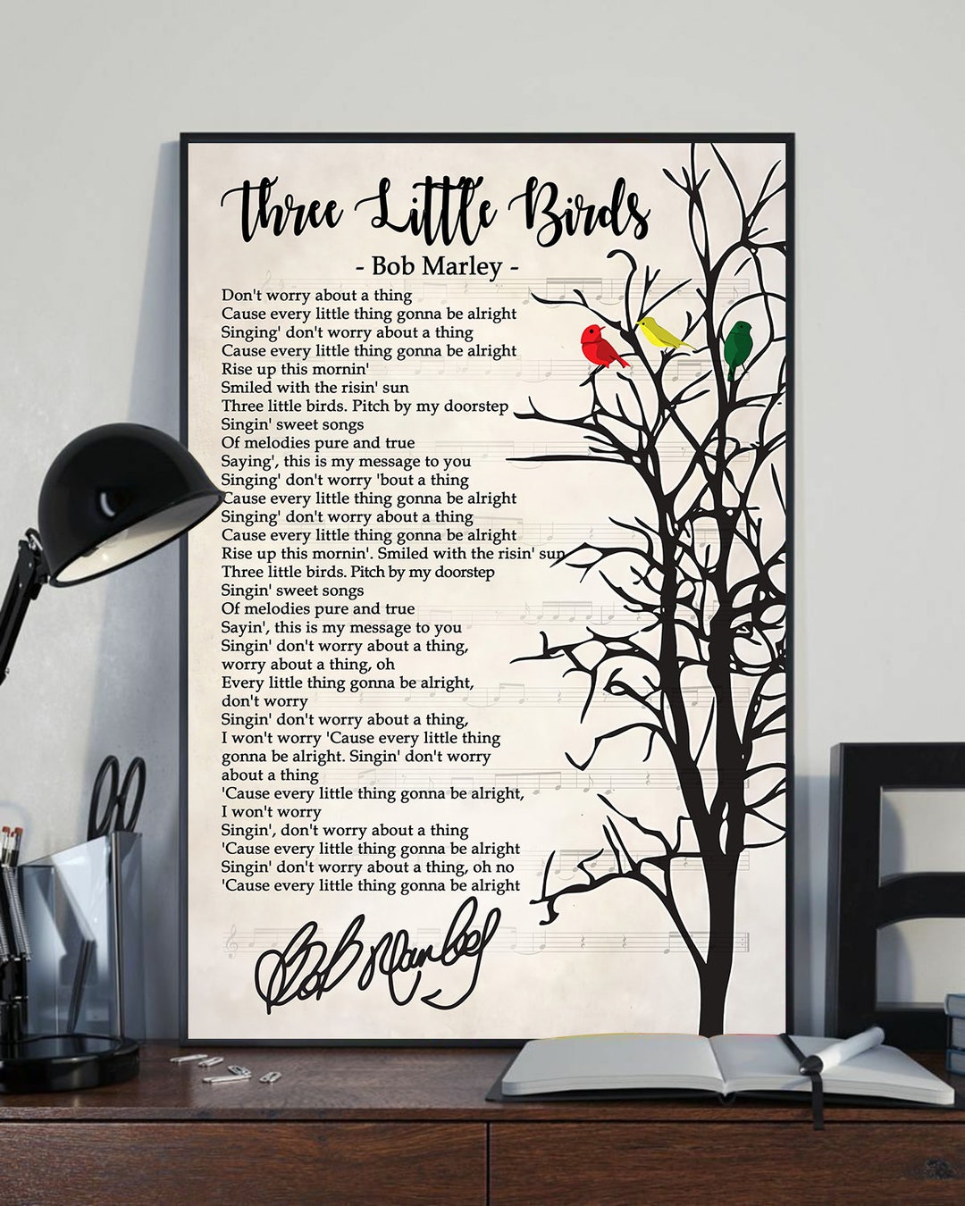 Bob Marley Three Little Birds Lyrics Poster Exodus Music - Etsy