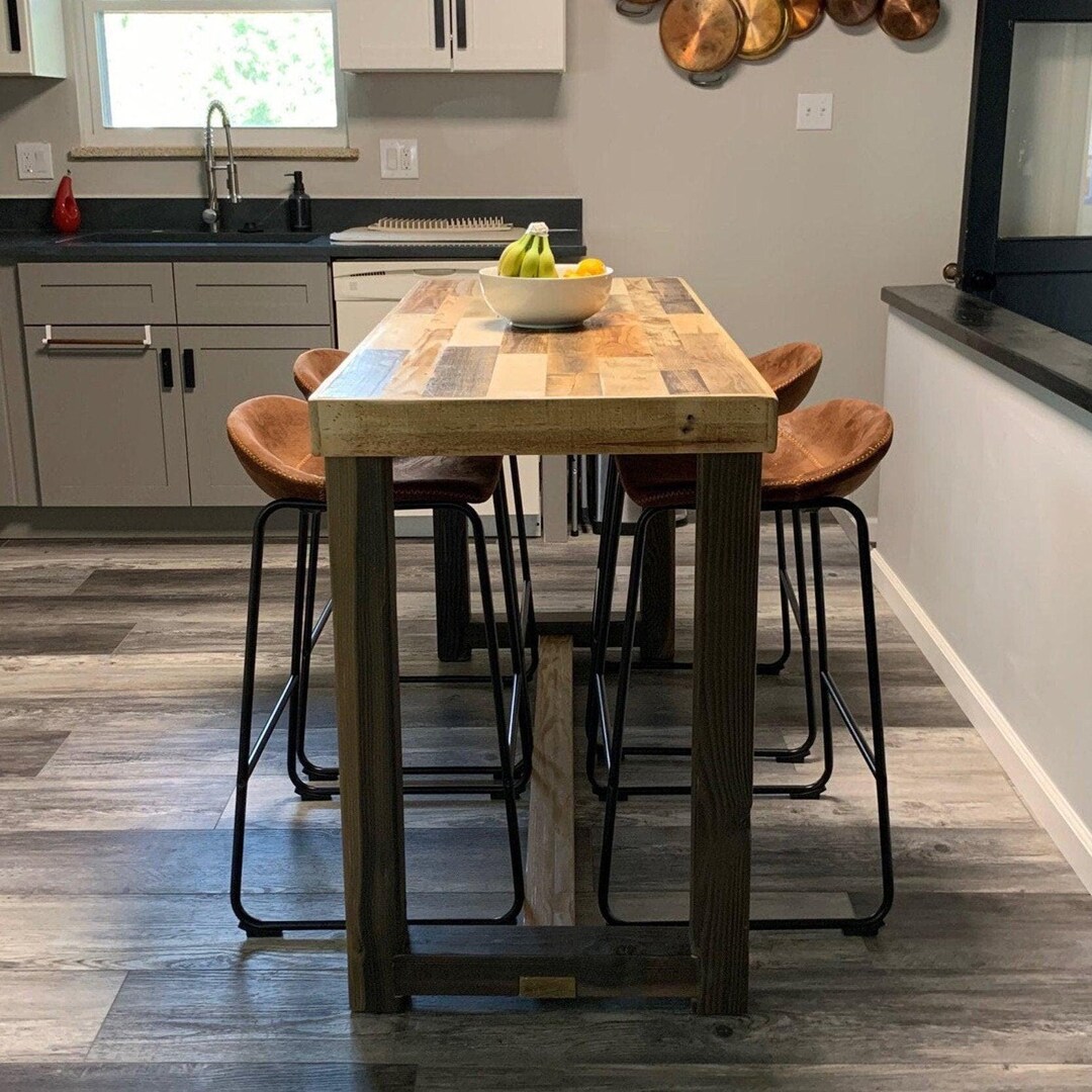 Counter Table in Natural Finish | Reclaimed Wood | 36" Counter Height ...