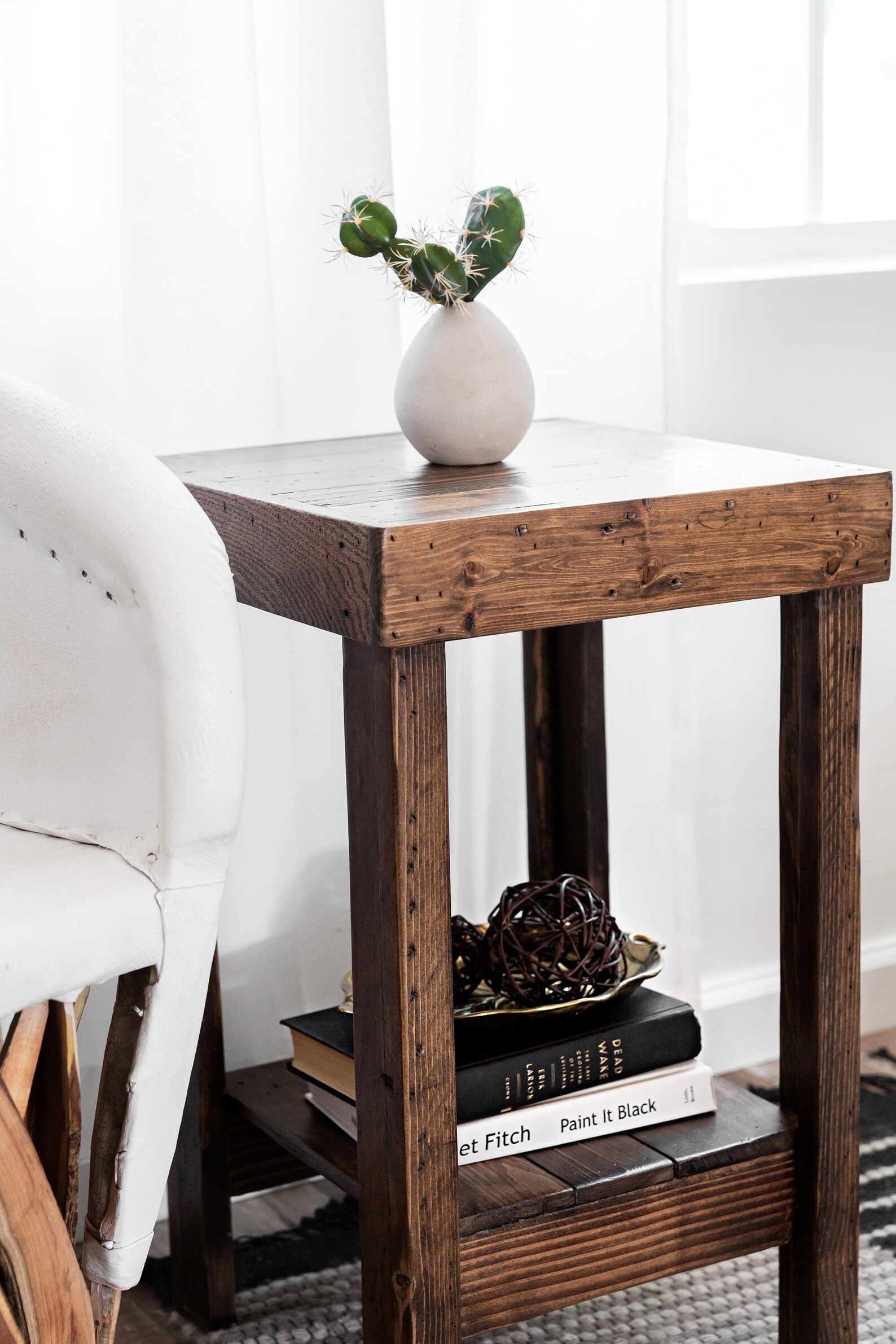 Reclaimed Wood Side Table in Provincial Nightstand End Accent Entry ...