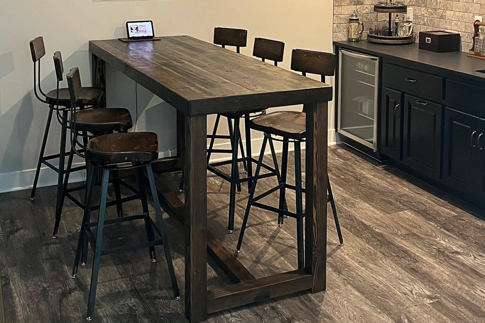 Bar Table in Espresso Finish | Reclaimed Wood | 42" Bar Height Table ...