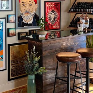 Wood Home Pub Bar Host Stand Reception Desk in Natural, Provincial or ...