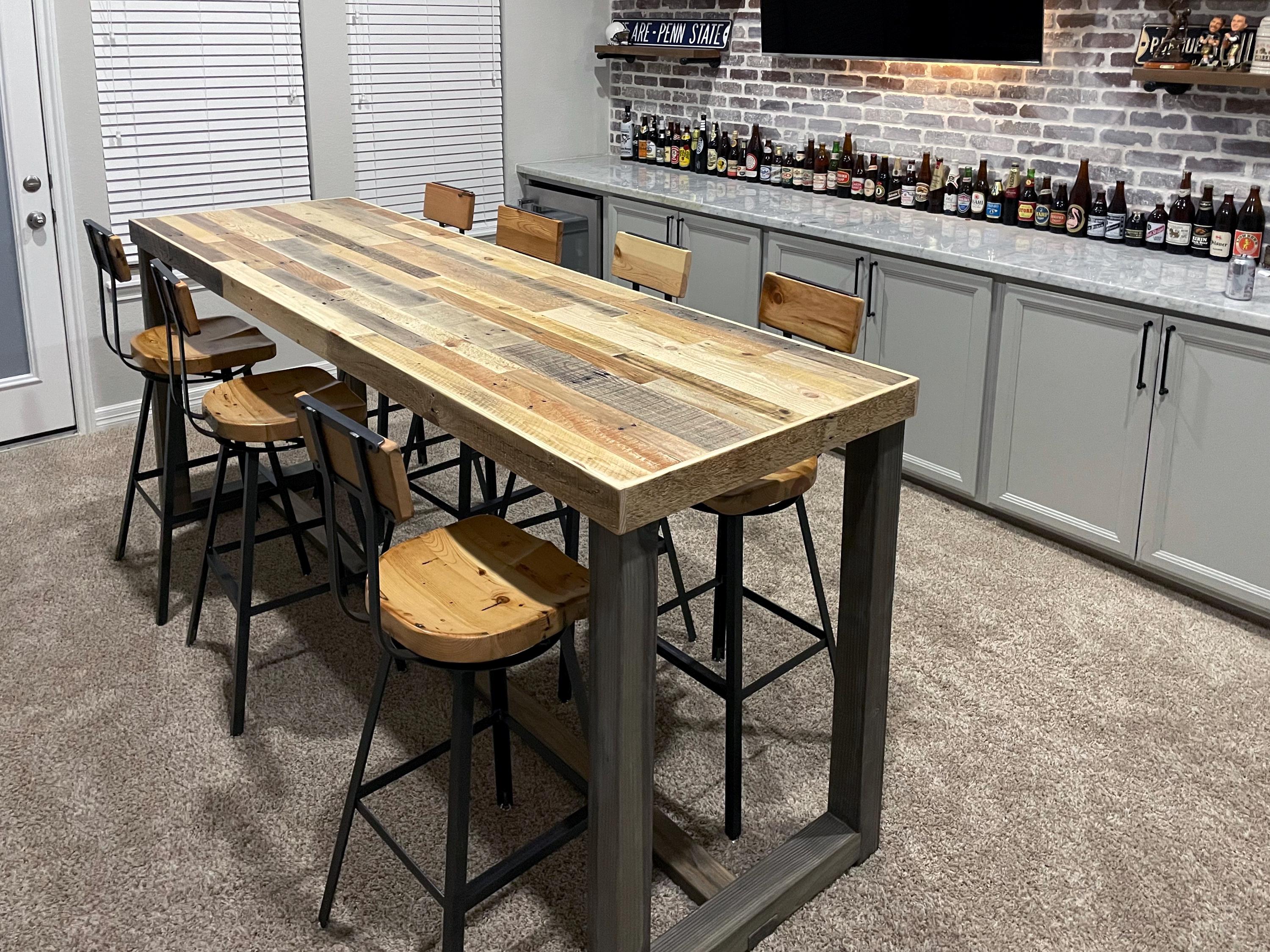 Basement Bar Table in Natural Finish Hundreds of Sizes Dining or Counter Height or Bar Table Height Wheel and Power Outlet Add on Etsy