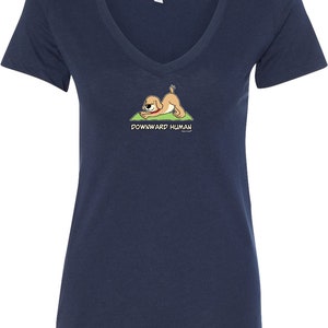 Downward Human Ladies Yoga V-neck Tee Shirt = DHUMAN-N1540 - Etsy