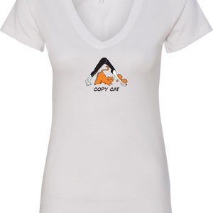 Copy Cat Ladies Yoga V-neck Tee Shirt = COPYCAT-N1540 - Etsy