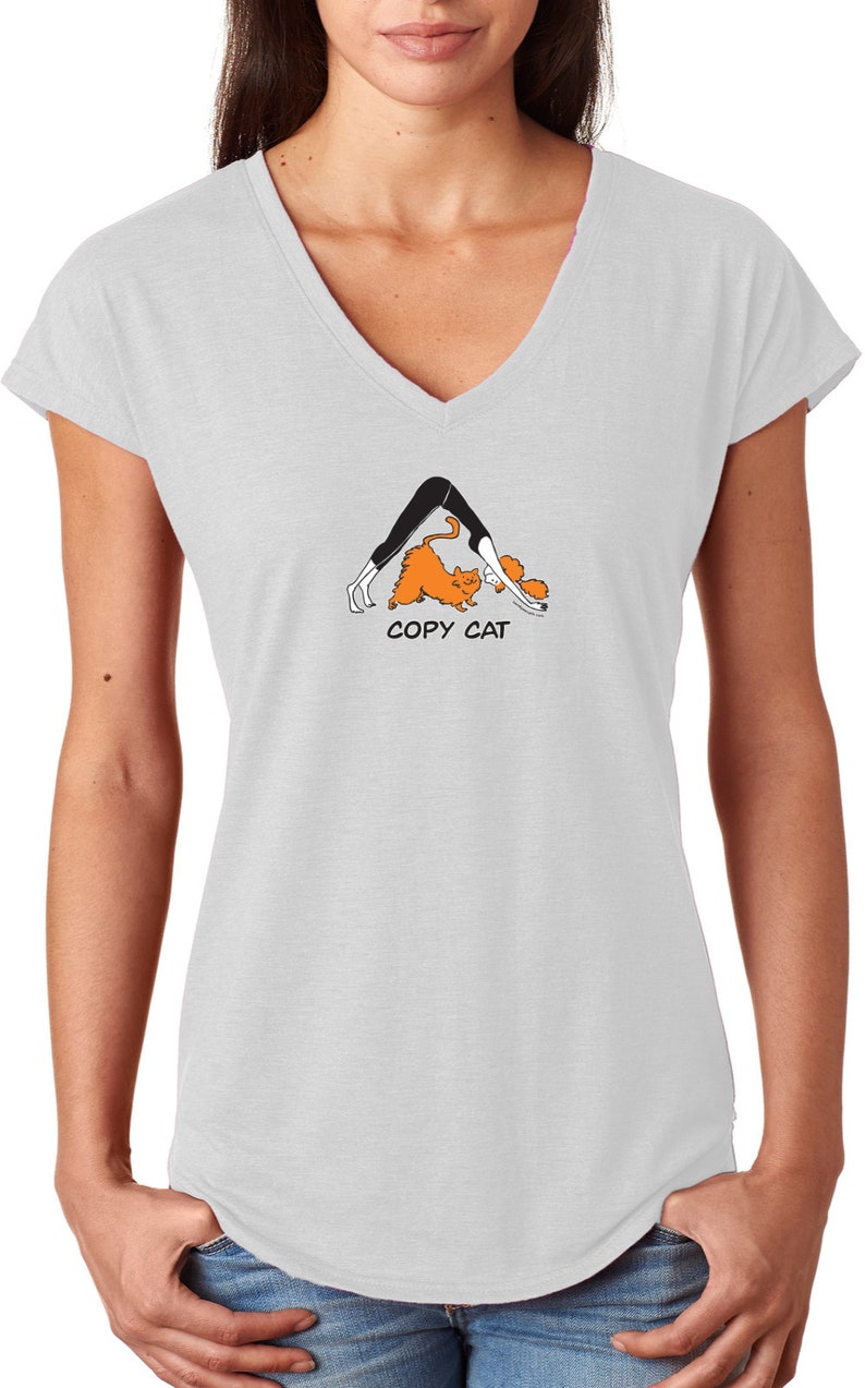 Copy Cat Ladies Yoga Tri Blend V-neck Tee Shirt = COPYCAT-6750VL - Etsy