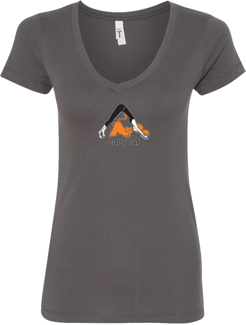 Copy Cat Ladies Yoga V-neck Tee Shirt = COPYCAT-N1540 - Etsy