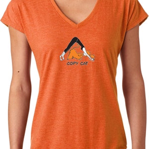 Copy Cat Ladies Yoga Tri Blend V-neck Tee Shirt = COPYCAT-6750VL - Etsy