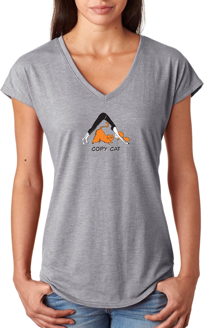Copy Cat Ladies Yoga Tri Blend V-neck Tee Shirt = COPYCAT-6750VL - Etsy