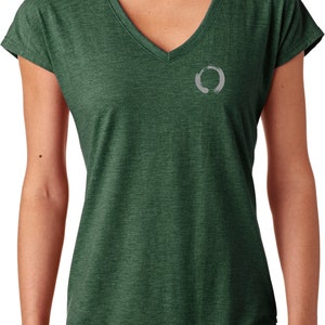 Enso Zen Circle Pocket Print Ladies Yoga Tri Blend V-neck Tee Shirt ...