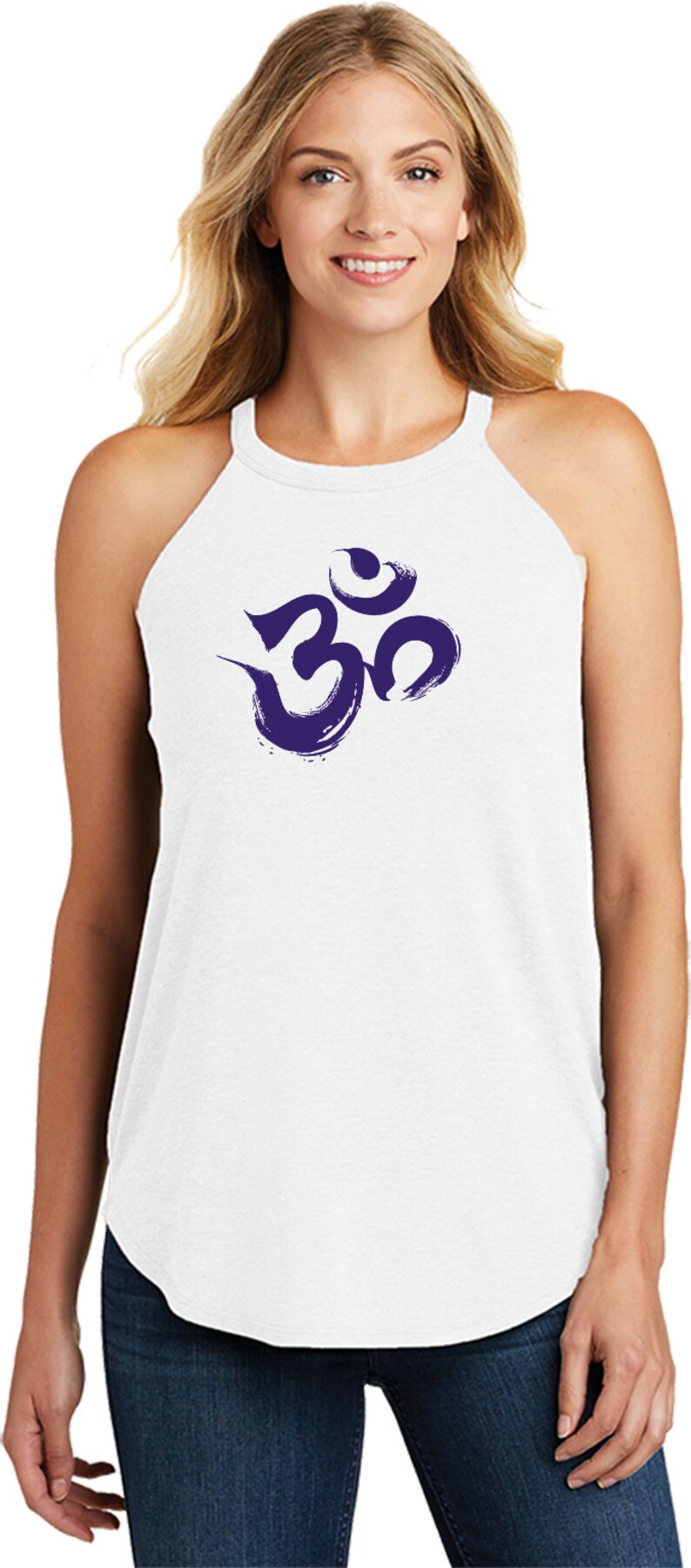 Purple Brushstroke AUM Ladies Yoga Tri Blend Rocker Tanktop - Etsy