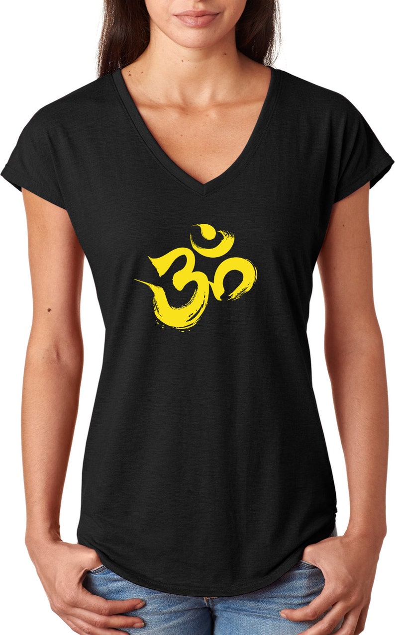 Yellow Brushstroke AUM Ladies Yoga Tri Blend V-neck Tee Shirt - Etsy