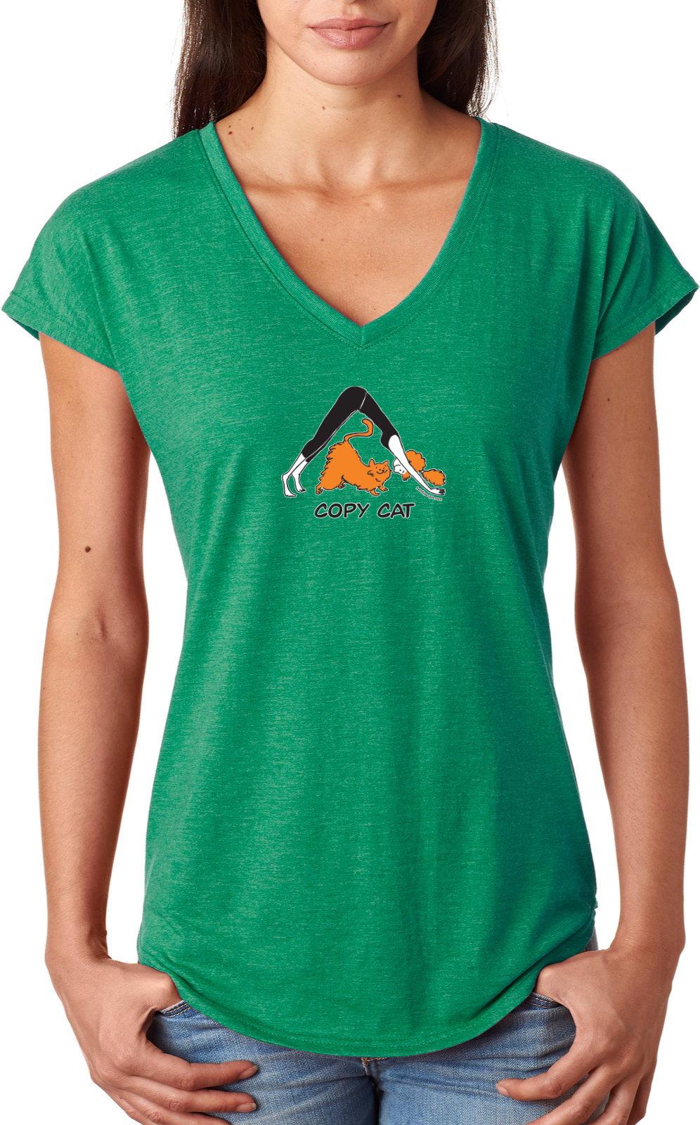 Copy Cat Ladies Yoga Tri Blend V-neck Tee Shirt = COPYCAT-6750VL - Etsy