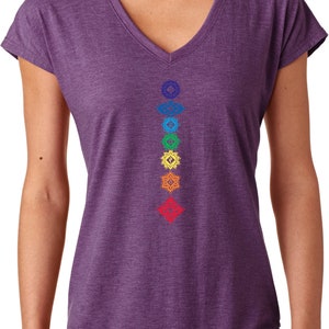 Floral Chakras Ladies Yoga Tri Blend V-neck Tee Shirt = FLORAL-6750VL ...