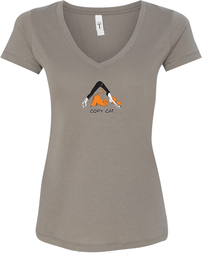 Copy Cat Ladies Yoga V-neck Tee Shirt = COPYCAT-N1540 - Etsy