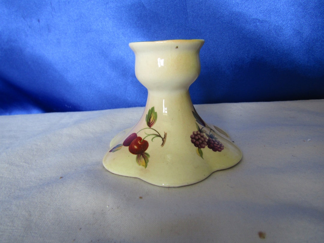 Vintage Royal Worcester Company Palissy China Candlestick cherries and ...