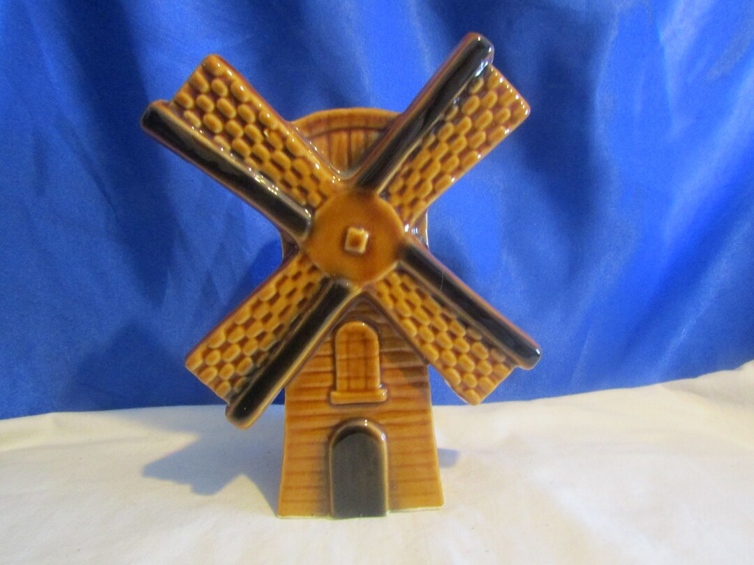 Vintage Pottery Windmill Money Box - Etsy