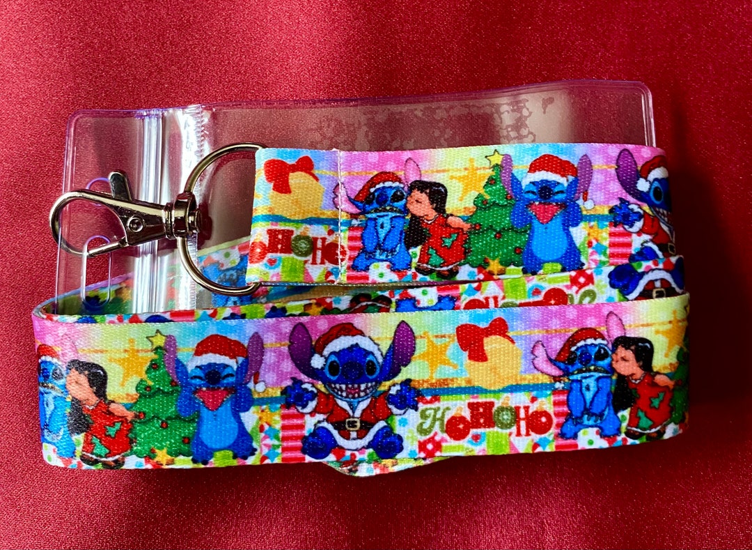 Disney Stitch Christmas Lanyard & ID Holder Bus Pass/keys/neck Strap ...