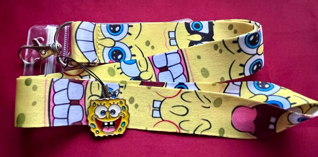 Spongebob Squarepants lanyard, Sponge charm & ID holder Bus pass/keys ...