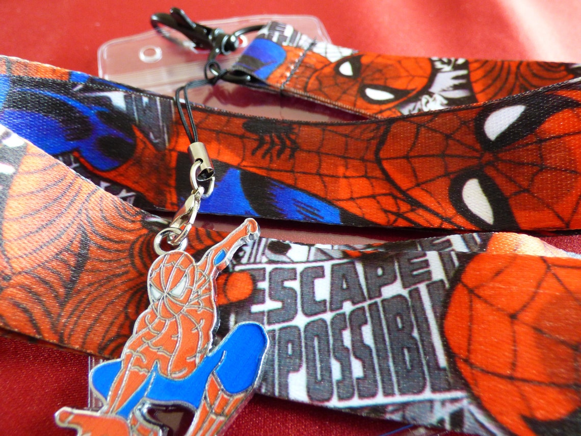 Marvel Spiderman Lanyard Charm & ID Holder Bus Pass/keys/neck | Etsy UK