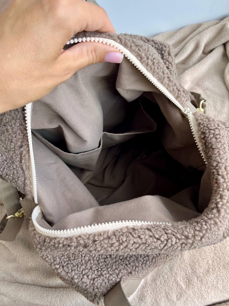 Personalized Plush Teddy Fur Diaper Bag: Embroidered Baby Hospital Bag ...