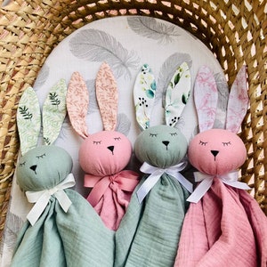 Baby Animal Lovey Blanket, Organic Baby Bunny Toy, Muslin Baby ...