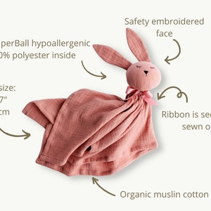 Baby Animal Lovey Blanket, Organic Baby Bunny Toy, Muslin Baby ...