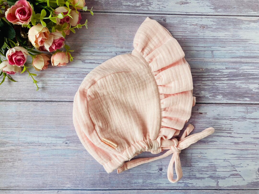 Ruffle Brim Organic Cotton Baby Bonnet: Vintage Pink Sun Hat - Etsy